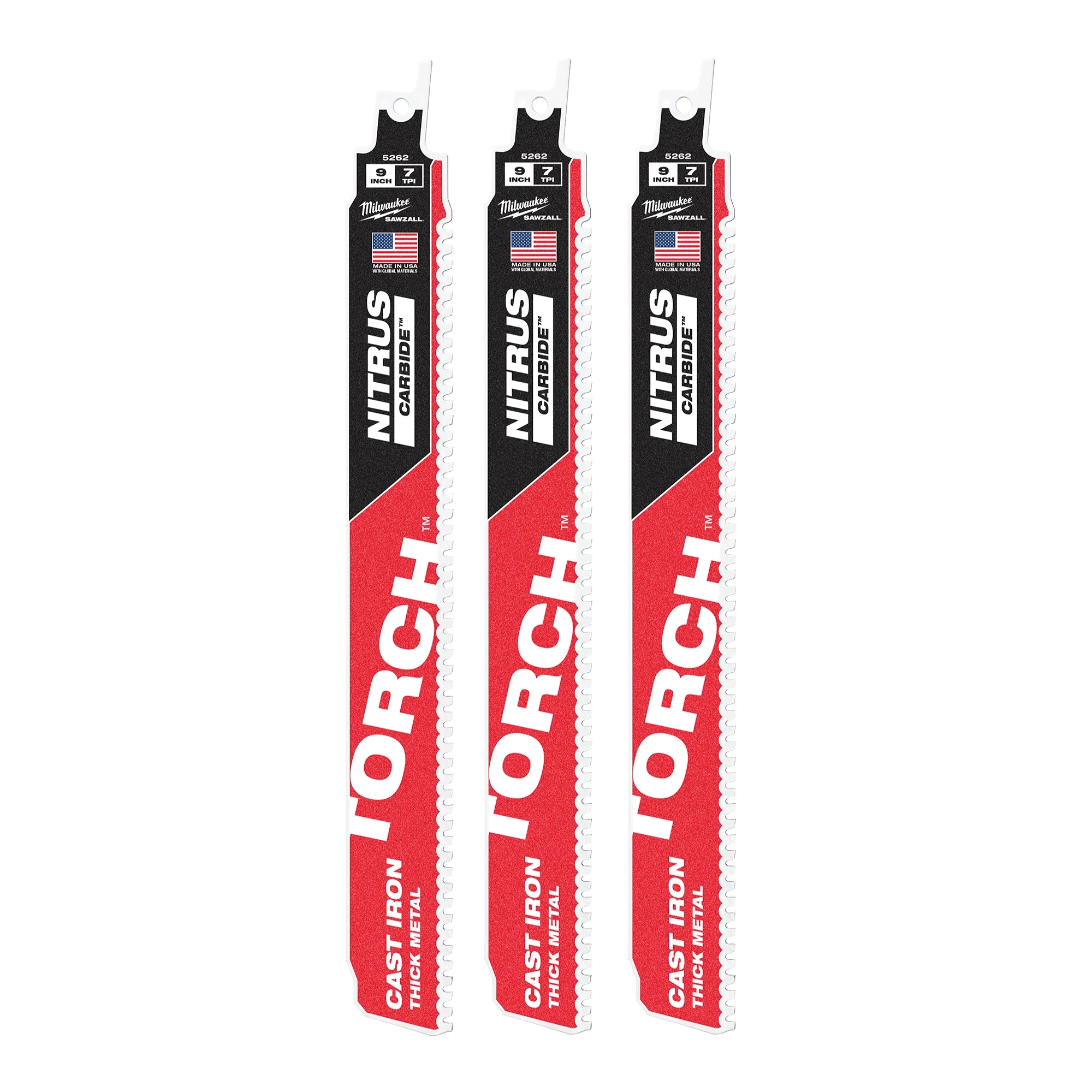 (3PK) 9" 8TPI TORCH™ for CAST IRON w/ NITRUS CARBIDE™ | Milwaukee Tool