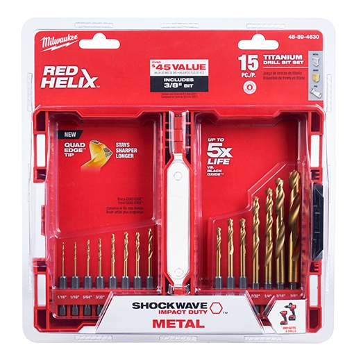 Brocas de titanio SHOCKWAVE RED HELIX | Milwaukee Tool