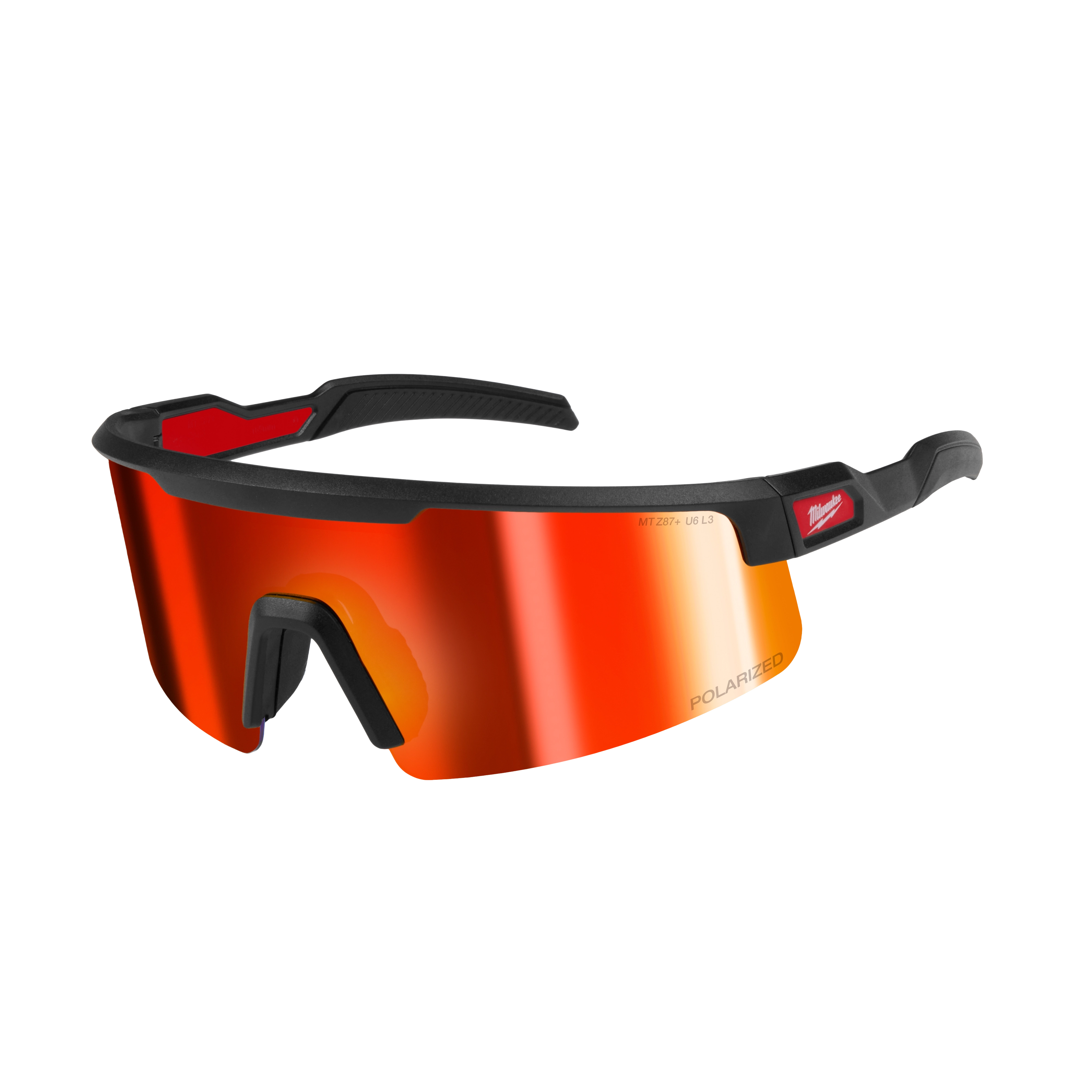 Polarized Wrap Around Safety Glasses - Red Mirrored Dual Coat Lens ...