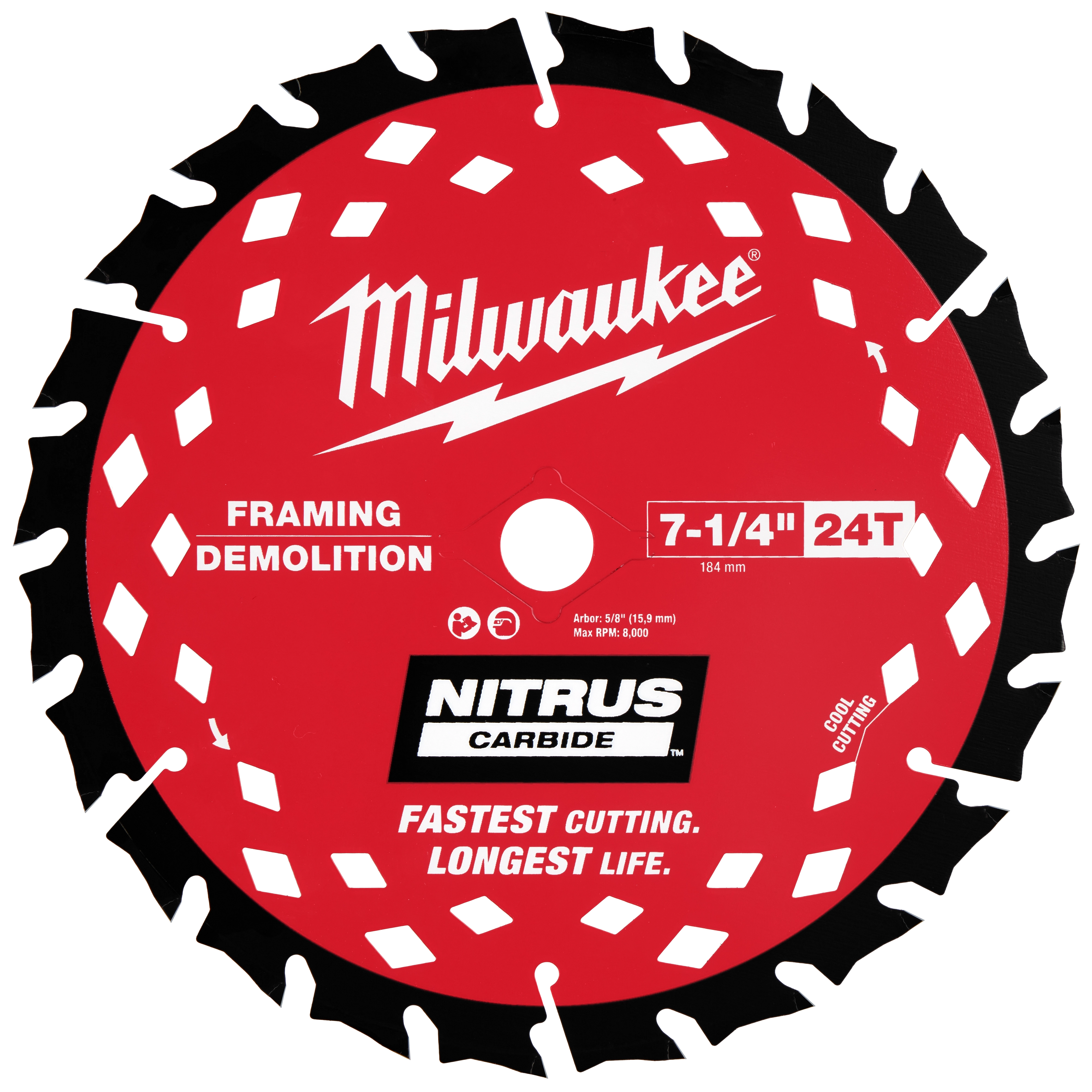7-1/4” 24T NITRUS™ Carbide Framing & Demolition Circular Saw Blade Bulk ...