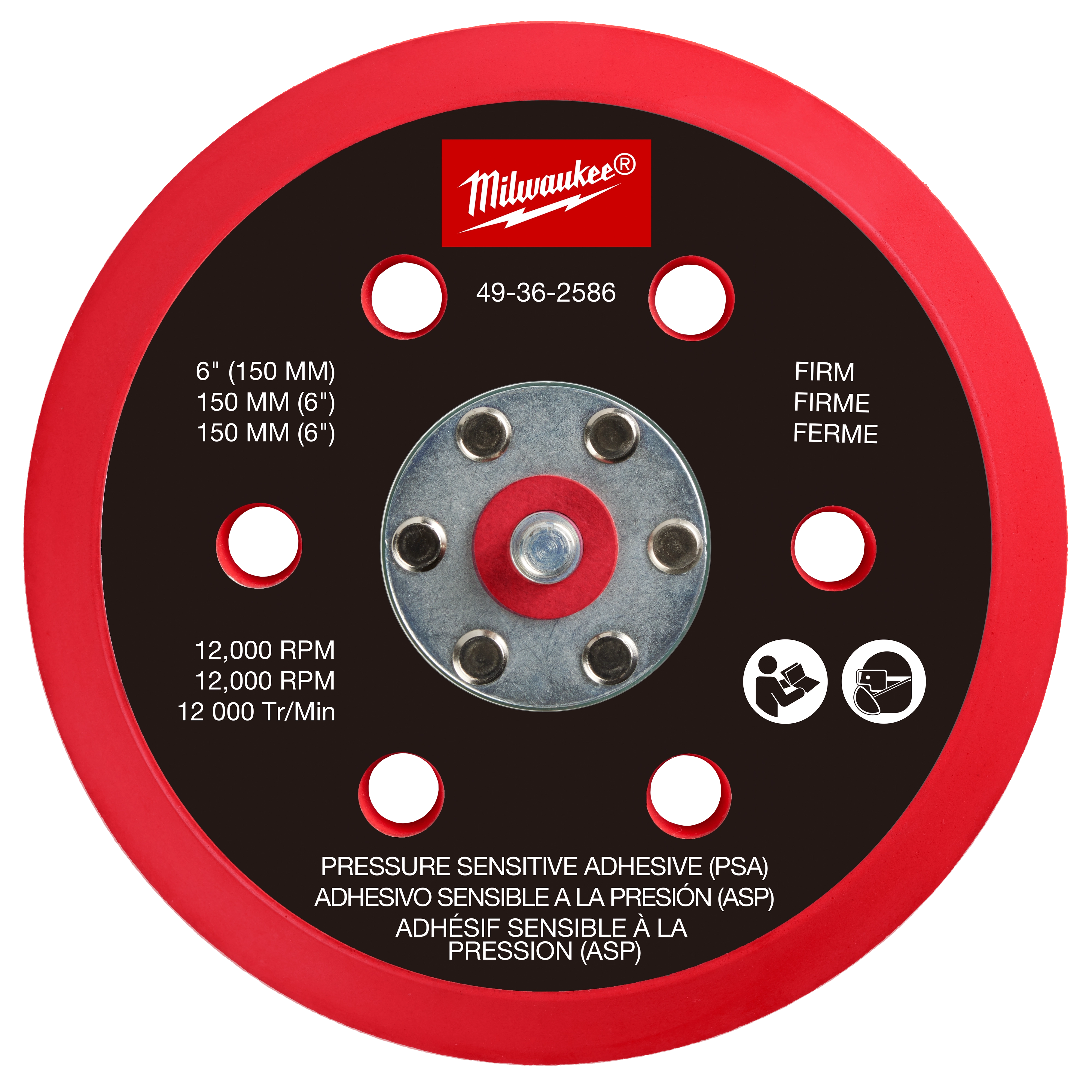 6" Pressure Sensitive Adhesive Sander Backing Pad (Firm) | Milwaukee Tool