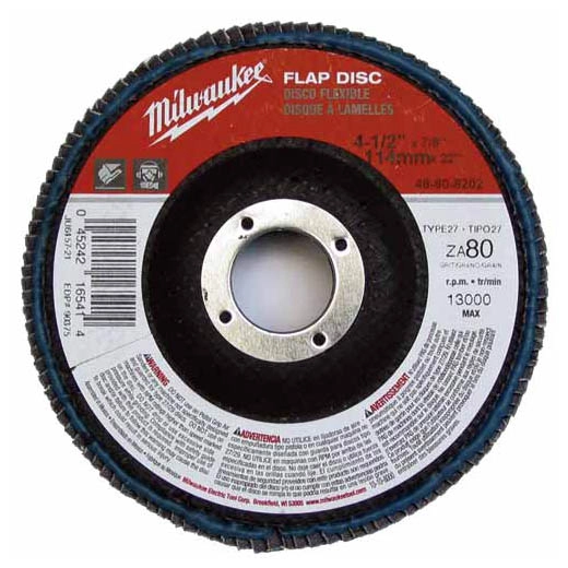 4-1/2" x 7/8" Flap Disc 80 Grit (Type 27 - Extra Thick)