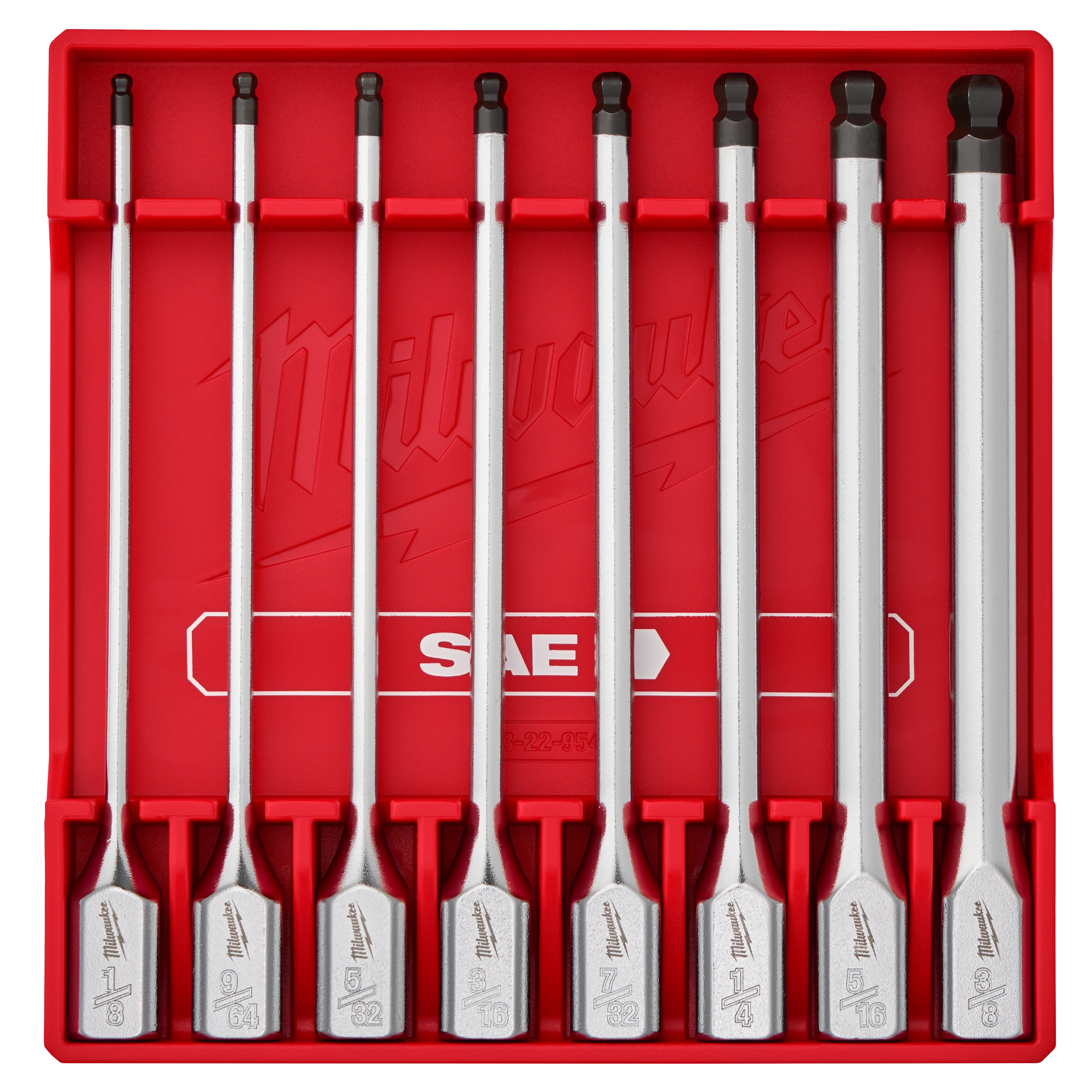 8pc 3/8" Drive Long Ball End Hex Bit Socket Set - SAE | Milwaukee Tool