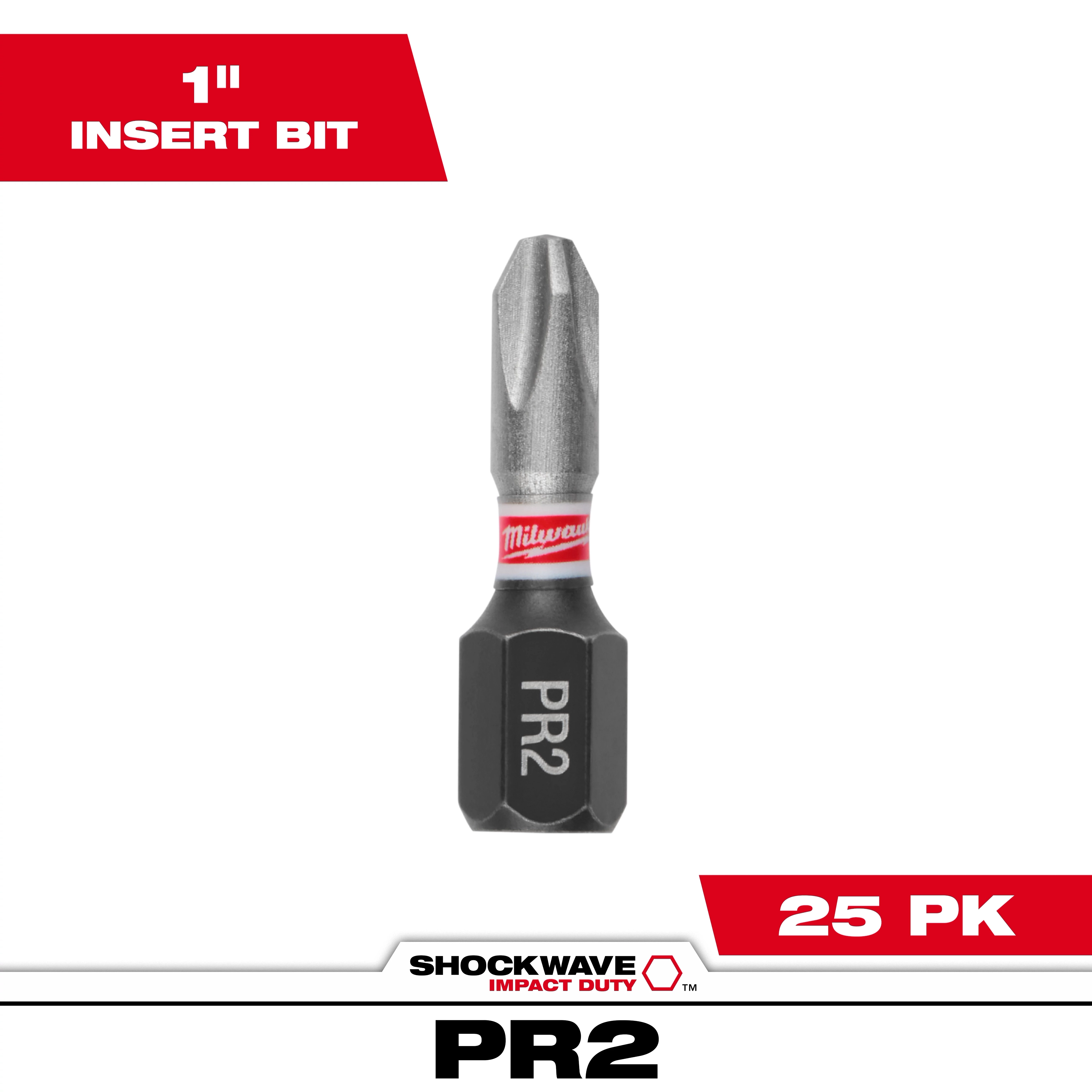 SHOCKWAVE™ Impact Phillips Reduced #2 Insert Driver Bits (25 PK) | Milwaukee Tool