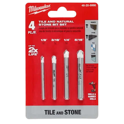 (4PC) Tile & Natural Stone Drill Bit Set | Milwaukee Tool