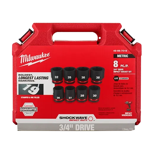 (8PC) SHOCKWAVE Impact Duty™ 3/4" Drive 6 Point Socket Sets | Milwaukee ...