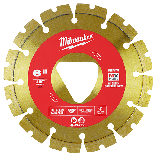 Yellow 6” x .100” Diamond Blade for Green Concrete | Milwaukee Tool