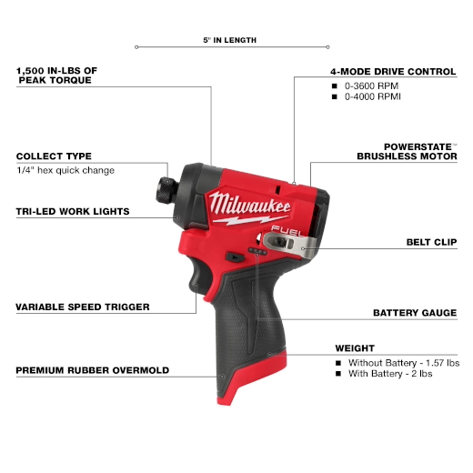M12 FUEL™ 1/4" Hex Impact Driver | Milwaukee Tool
