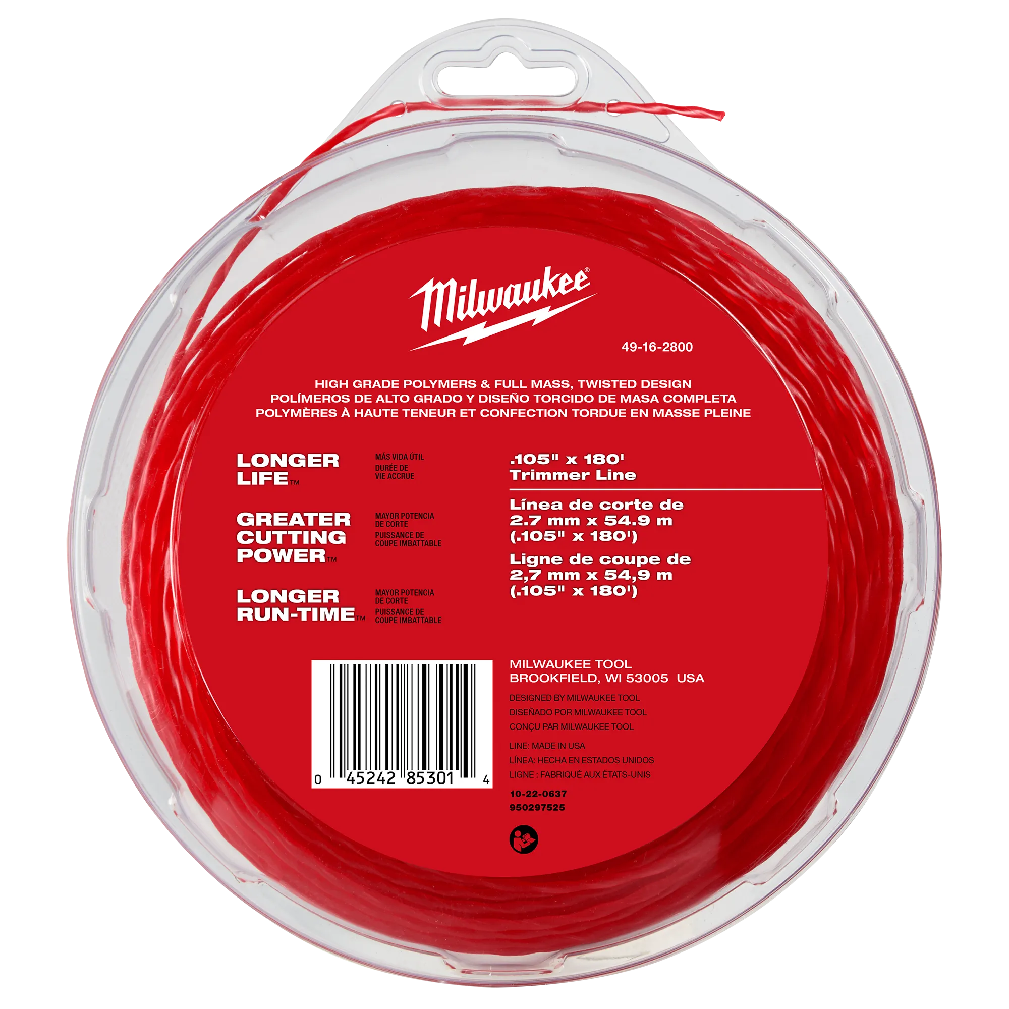 Hilo para desbrozadora de 0.105" x 180' | Milwaukee Tool