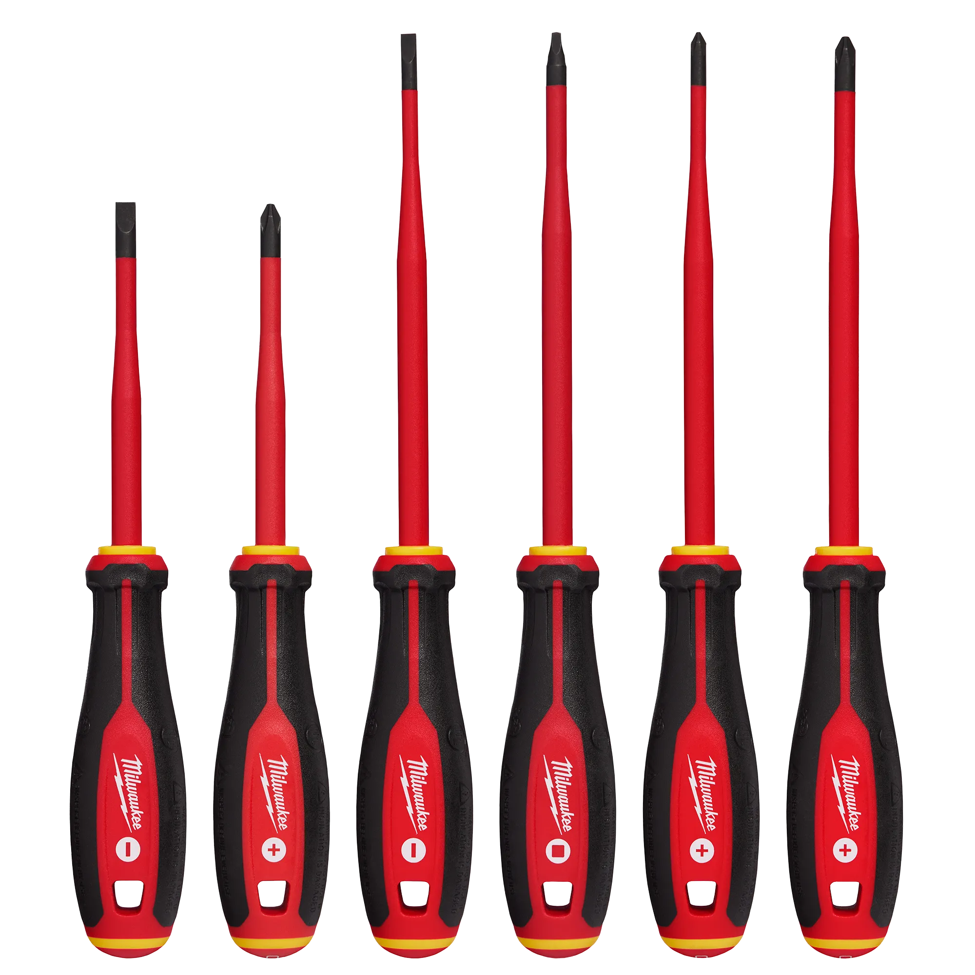Juego de destornilladores de punta delgada con aislamiento para 1000 V (6 piezas) | Milwaukee Tool